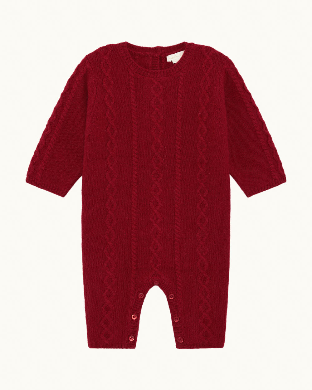 Bowie Cable Knit Romper - Ruby Red | Marie-Chantal