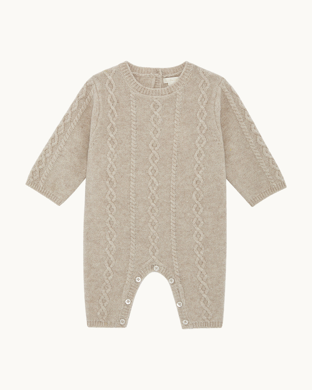 Bowie Cable Knit Romper - Oat Brown | Marie-Chantal